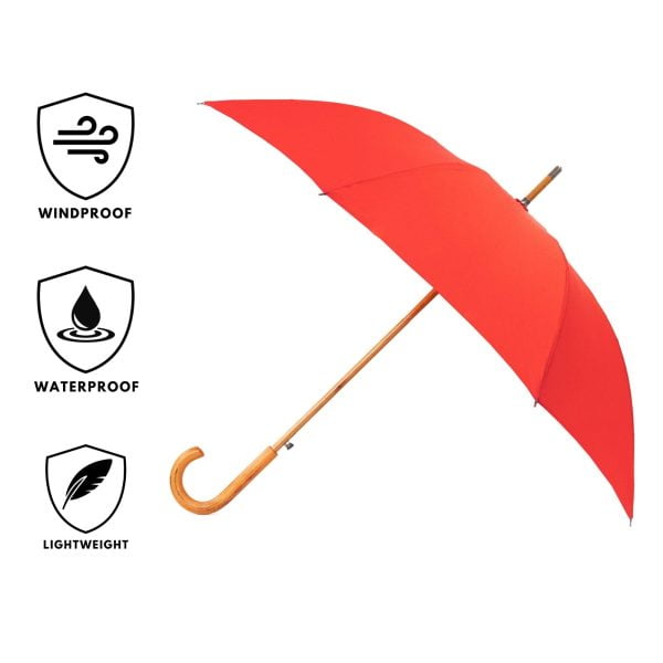 Red Windproof Walking Umbrella - the Warwick Red - Umbrella Heaven