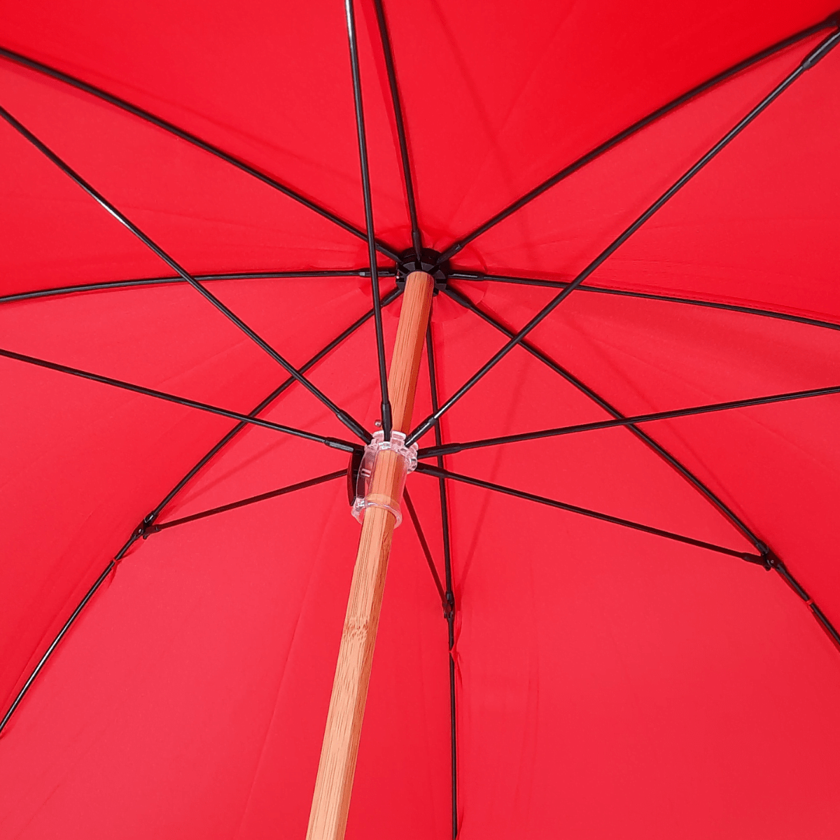 Red Eco Umbrella - ECO GENIUS - made from bamboo & recycled plastic