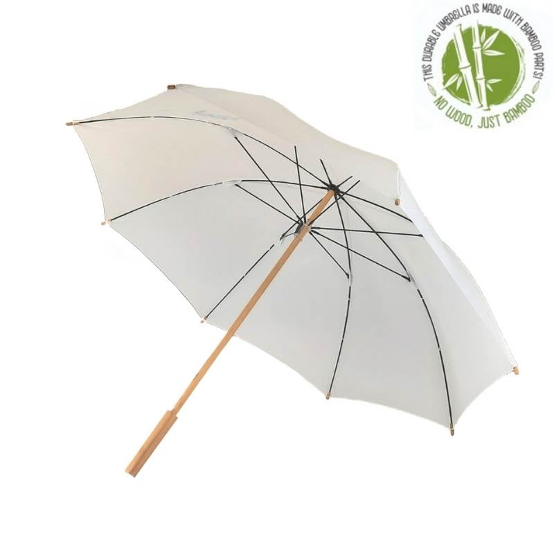 White Eco Umbrella - ECO Friendly RPET & Sustainable Bamboo