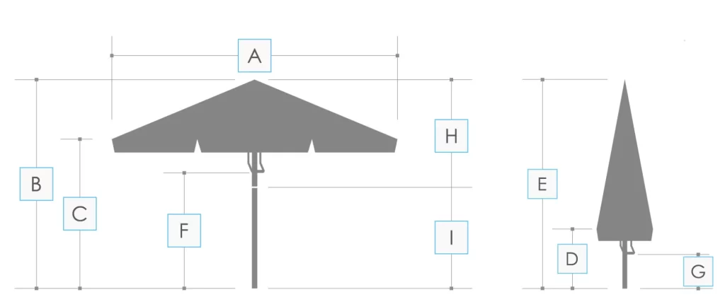 3m Portable Commercial Parasol - 2 Sections - "Easy Up" Opening!