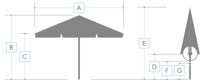 2m x 2m Harmony Commercial Parasol - Eco-Friendly Umbrellas!